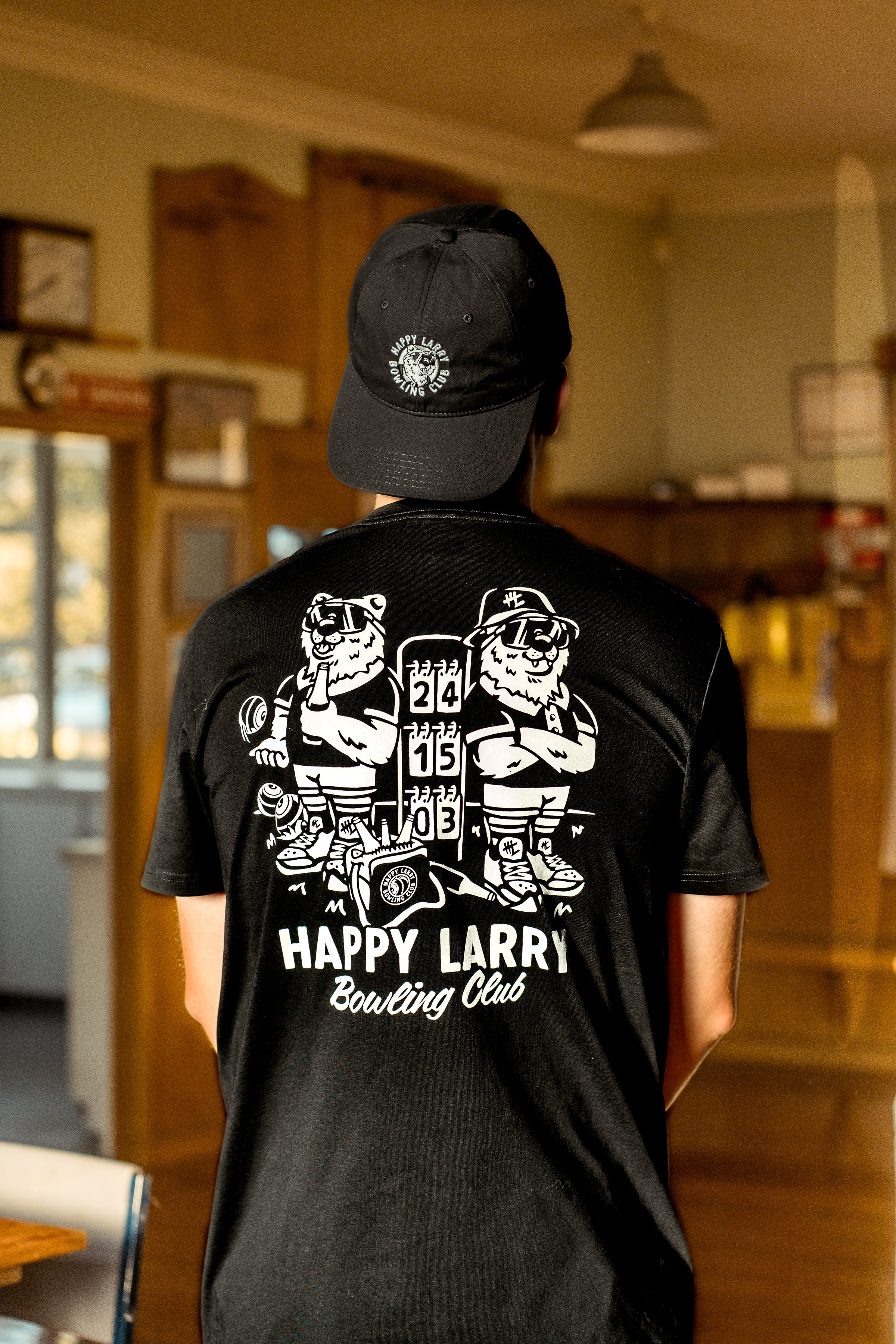 Larry & Barry Tee - Black LIMITED – Happy Larry Bowling Club